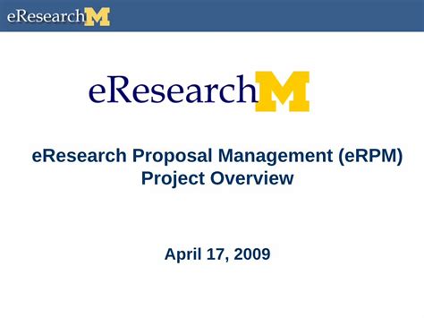 Pdf Eresearch Proposal Management Erpm Project Overvieweresinfo