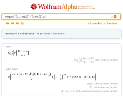 Complex Analysis Exact Solution Of An Simple Meijer G Function