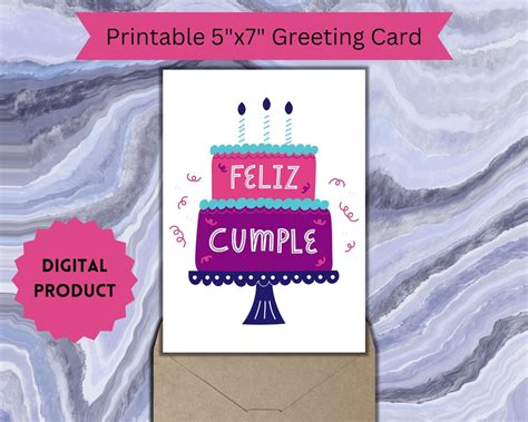Printable Feliz Cumple Card Feliz Cumpleaños Card Tarjeta De Feliz