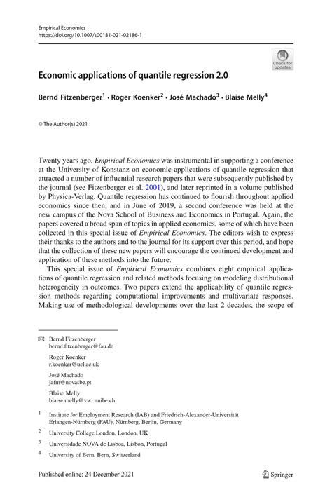 PDF Economic Applications Of Quantile Regression