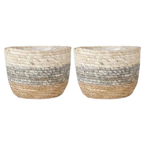 2pcs Woven Flower Baskets Indoor Flower Baskets For Home Shop Desktop