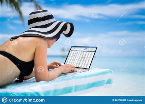 Data Analyst Woman Using Spreadsheet On Computer Stock Photo Image Of Chart Data