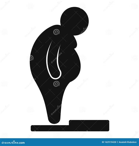 Overweight Man On Scales Icon Simple Style Stock Vector Illustration