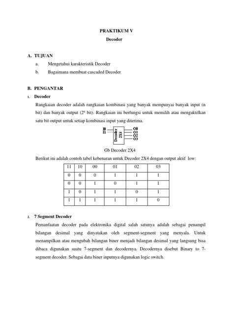 Praktikum Modul V Decoder Pdf Teknologi And Rekayasa