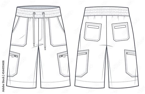 Mens Cargo Shorts Technical Fashion Illustration Short Pants Fashion
