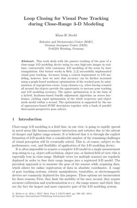 Pdf Loop Closing For Visual Pose Tracking During Close Range 3 D Modeling