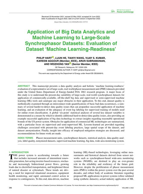 Pdf Application Of Big Data Analytics And Machine Learning To Large