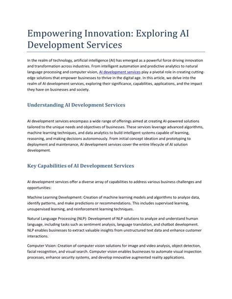 Ppt Empowering Innovation Exploring Ai Development Services