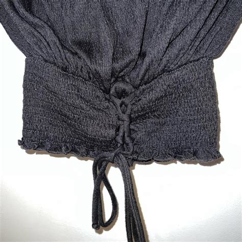 Black Cropped Tube Top Tie And Ruffles Towards The Depop