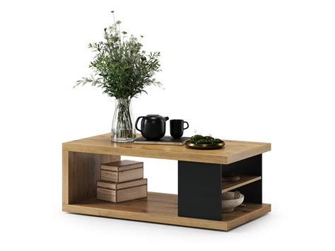 LANA Dąb Artisan ŁAWA STOLIK KAWOWY Z PÓŁKĄ LOFT Mazzoni LANA Dąb