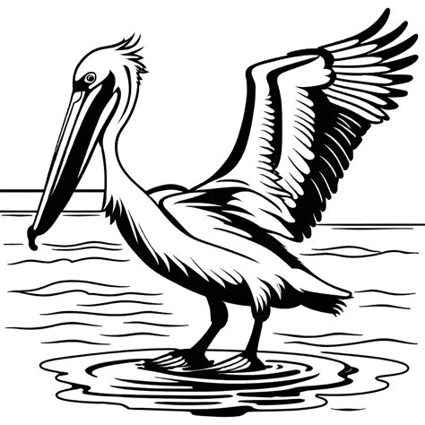 Pelican Standing In Shallow Water Coloring Page Lulu Pages