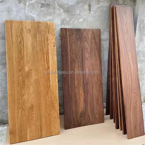 Simple Rectangular Wooden Table With Metal Stand Solid Wood Dining