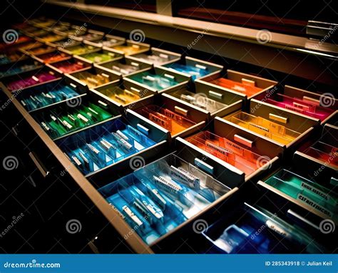 Organized Business Document Library With Tidy Bookshelves And Labeled