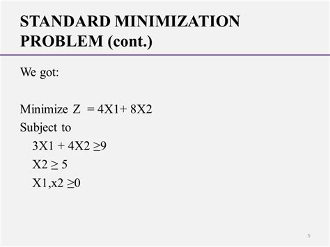 standard minimization problems with the dual ppt download
