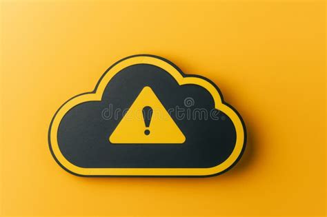 Yellow And Black Cloud Icon With Exclamation Point On Yellow Background