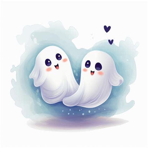 Amor Fantasmal Encantador Estilo De Dibujos Animados Con Un Fondo