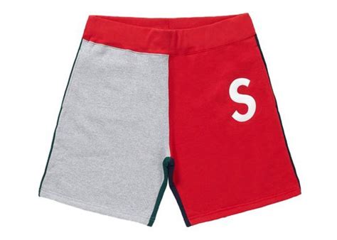 Supreme S Logo Colorblocked Sweatshort Red Solesense