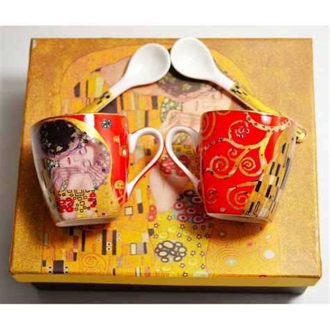 Gustav Klimt Espressotassen Rot Der Kuss 6teilig Porzellan Mit Geschenbox