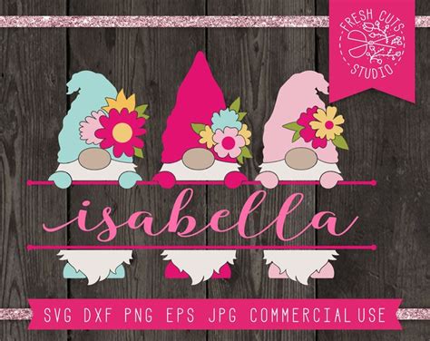 Gnome Svg Cut File Gnome Split Frame Svg Gnome Name Frame Spring