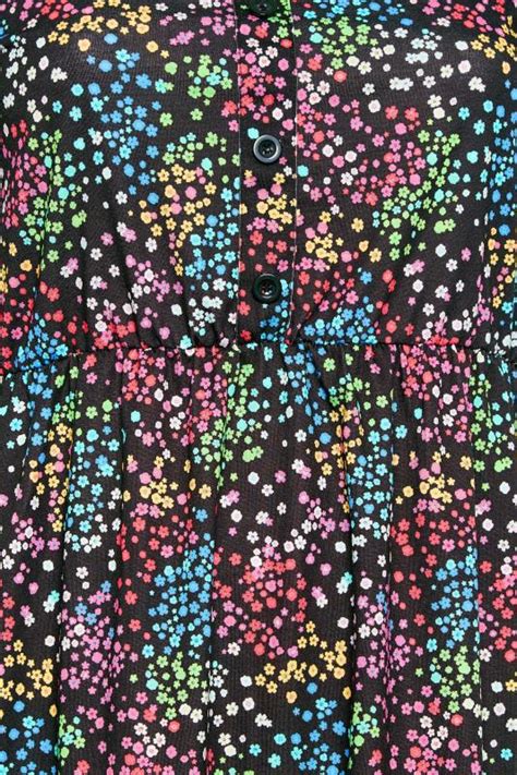 Limited Collection Plus Size Black Ditsy Print Square Neck Top Yours