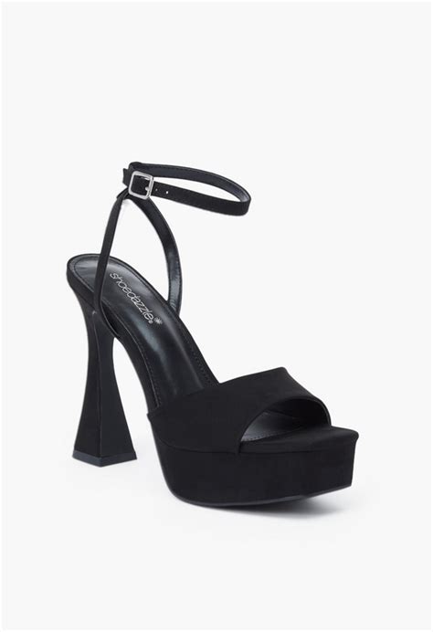 Becky Platform Heeled Sandal In BLACK CAVIAR Get Great Deals At JustFab