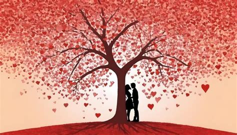 Premium Photo Man And Woman Couple Under The Love Tree Love Card