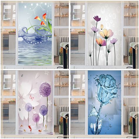 Xlxxl 90200cm Flower Design Anti Peeping Frosted Glass Sticker Light