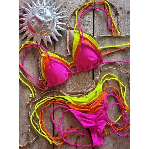 Biquíni Torçal Laço Cortininha Em Lycra Com Bojo Shopee Brasil