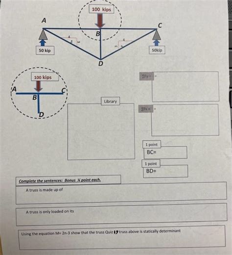 Solved A Truss Is Only Loaded On Its Using The Equation