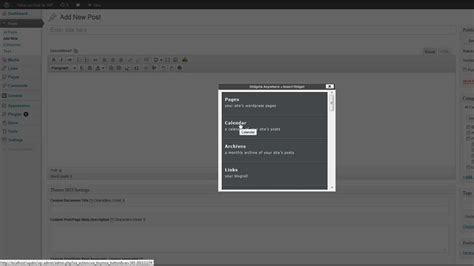 Widgets Anywhere Wordpress Plugin Which Provide A Gui For Inserting