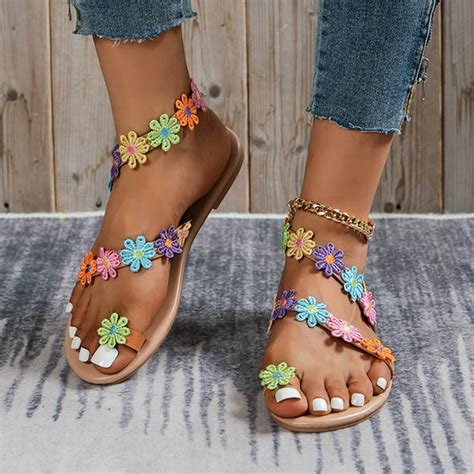 Verpetridure Thong Sandals For Women Beachwomens Bohemia Flat Sandals
