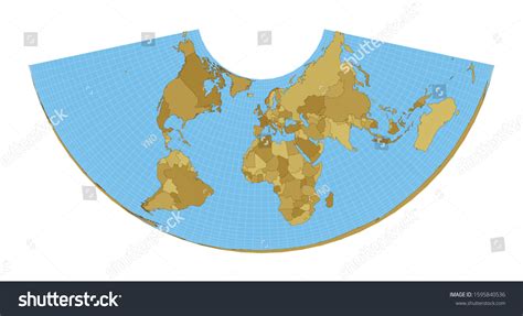 World Map Albers Conic Equalarea Projection Stock Vector Royalty Free