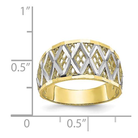 10k Yellow Gold Polished Open Back And Rhodium Sparkle Cut Filigree
