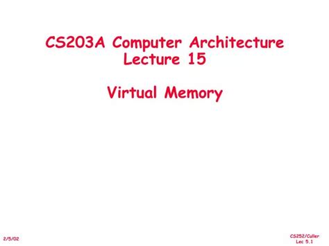 Ppt Cs203a Computer Architecture Lecture 15 Virtual Memory Powerpoint