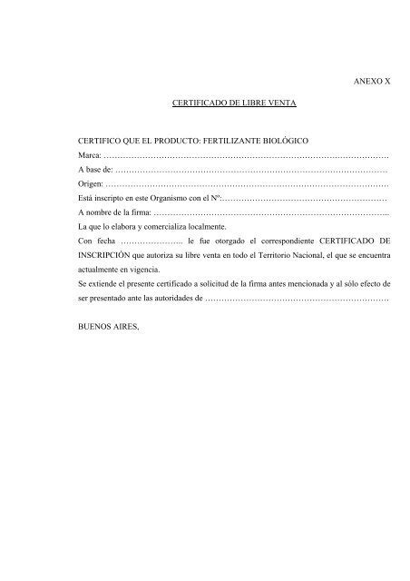 Certificado De Libre Vent