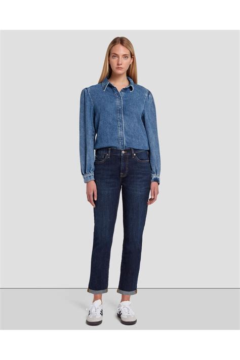7 For All Mankind Broken Twill Josefina In Calix Denim Editorialist