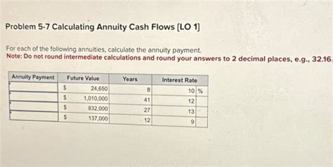 solved problem 5 7 calculating annuity cash flows [lo 1] for