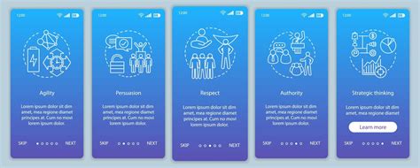 Leadership Skills Onboarding Mobile App Screen Vector Template