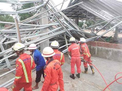 ပုသိမ်တွင် ဆောက်လက်စတိုက်ပြိုကျ၊ ၁ ဦးသေ ၄ ဦးဒဏ်ရာရ
