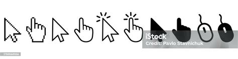 Cursor Icons Set In Hand Arrow And Mouse Forms Mouse Click Cursor Set Arrow And Hand Pointer