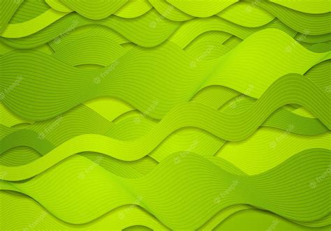 Premium Vector Abstract Green Curved Waves Vector Lines