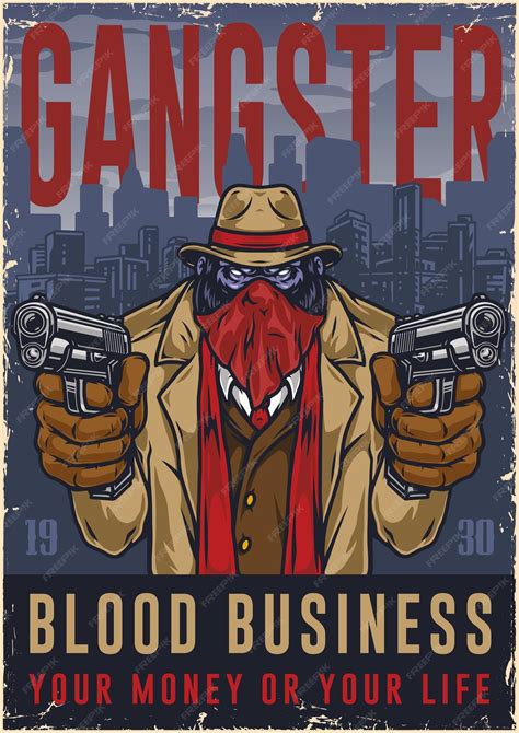 Premium Vector Mafia Poster With Armed Gorilla Criminal