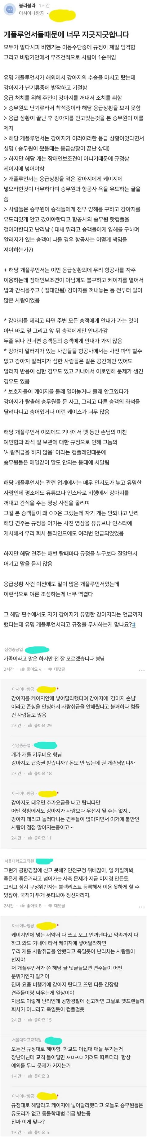 항공사 직원에게 저격 당한 개 인플루언서