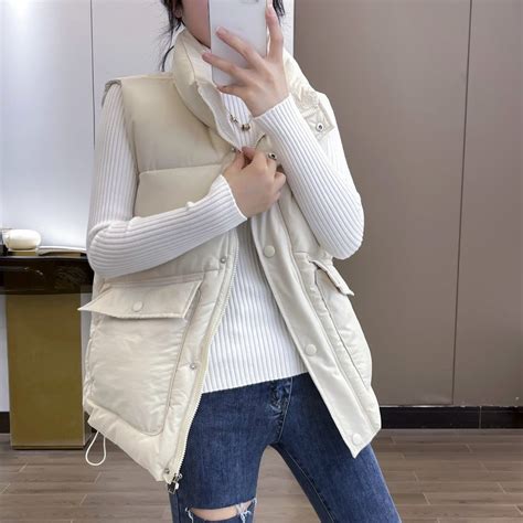 Badu Bg Топла зимна жилетка Lusumily Дамско яке без ръкави Нова лека топла жилетка с пухена