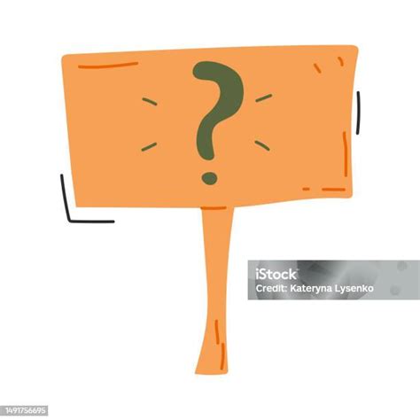나무 간판에 물음표 플랫 만화 스타일의 간단한 기호입니다 흰색 배경에 분리된 그림입니다 대답하기에 대한 스톡 벡터 아트 및 기타 이미지 Istock