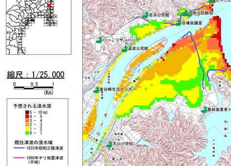 浸水深で色分けした津波ハザードマップは捨てて、津波の高さで色分けした到達図に置き換えるべきだ。 Posfie
