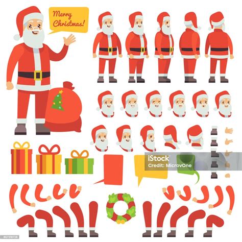 Komik Noel Baba Çizgi Film Karakteri Ile Noel Hediyeleri Vektör Oluşturma Oluşturucu Stok Vektör