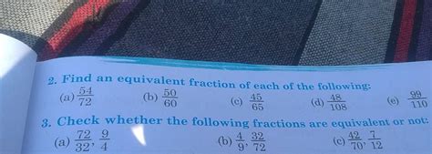 Check Whether The Following Fractions Are Equivalent Or Not Filo