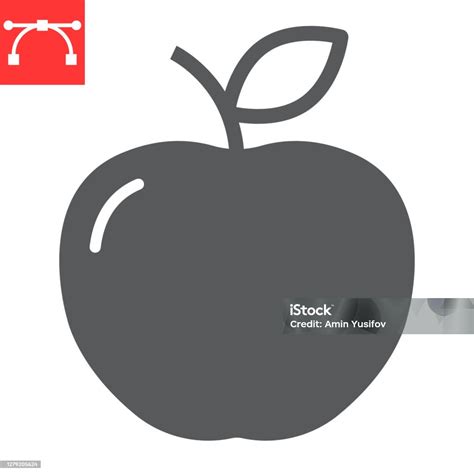 애플 글리프 아이콘 건강 하 고 과일 애플 사인 벡터 그래픽 편집 스트로크 솔리드 아이콘 Eps 10 건강한 식생활에 대한 스톡 벡터 아트 및 기타 이미지 Istock