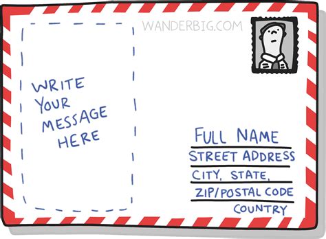 An Illustration Of A Ready To Mail Postcard Showing Where To Write The